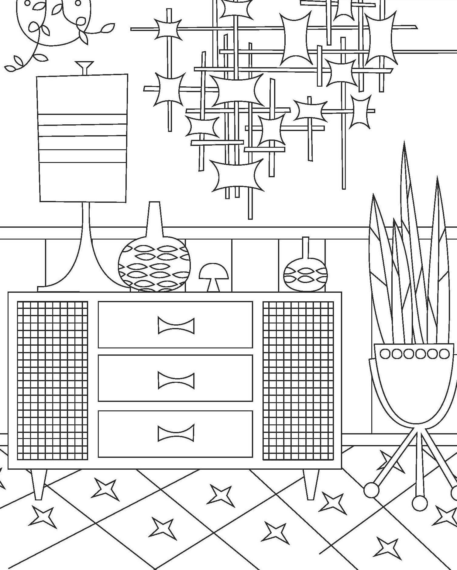 Mid Century Modern Coloring Book at Rose Ream blog