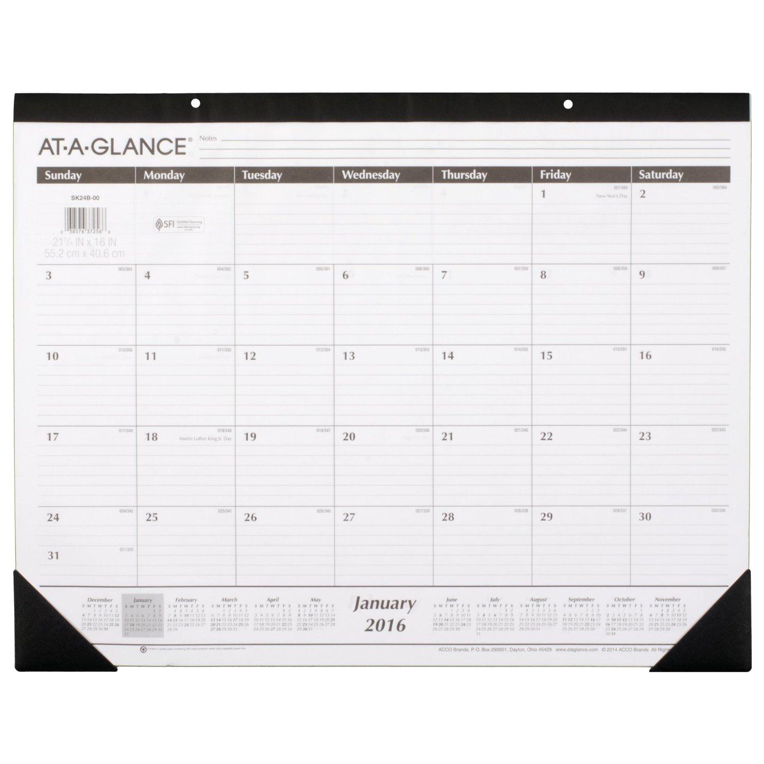 Amazon AT A GLANCE Ruled Desk Pad Calendar 2016 12 Months 22 X 