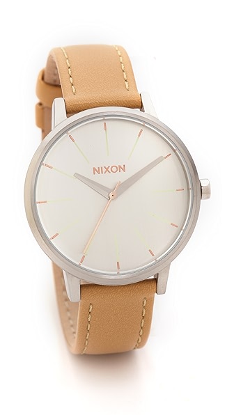 #1Sale Nixon Kensington Leather Watch Natural/Silver Natural/Silver ...