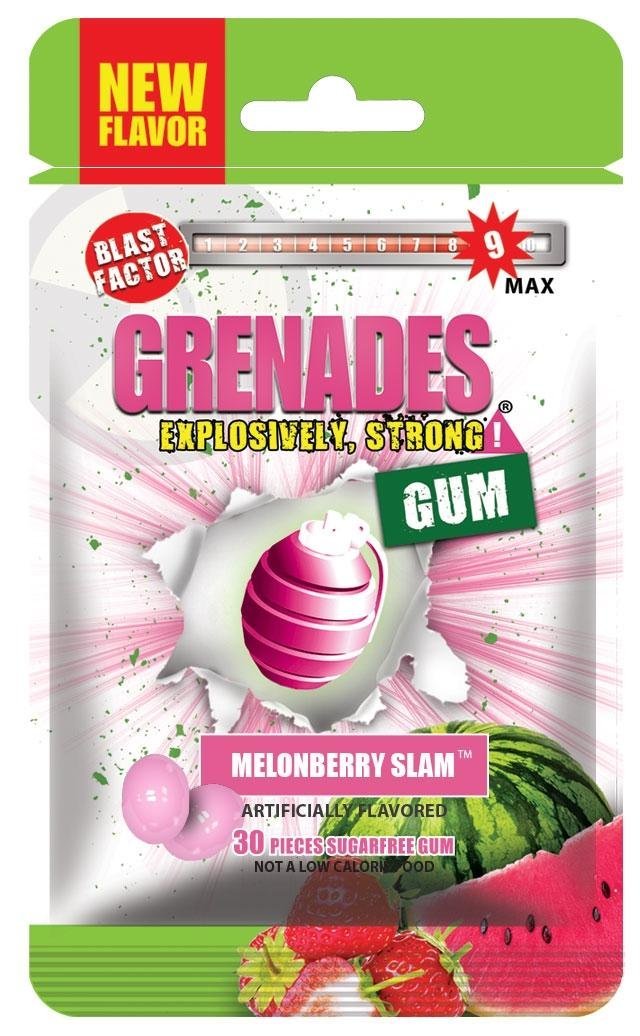 Amazon.com : Grenades, Explosively Intense Sugar Free Chewing Gum, 30 ...