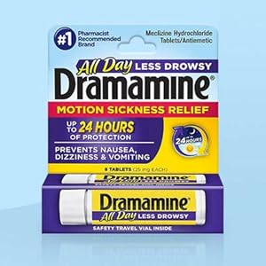 Amazon.com: Dramamine Motion Sickness Relief Less Drowsey Formula, 8 ...