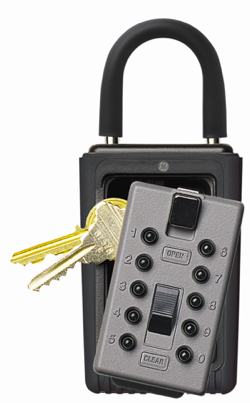 GE AccessPoint 001406 KeySafe 3-Key Portable Push-Button Key Box, Black ...