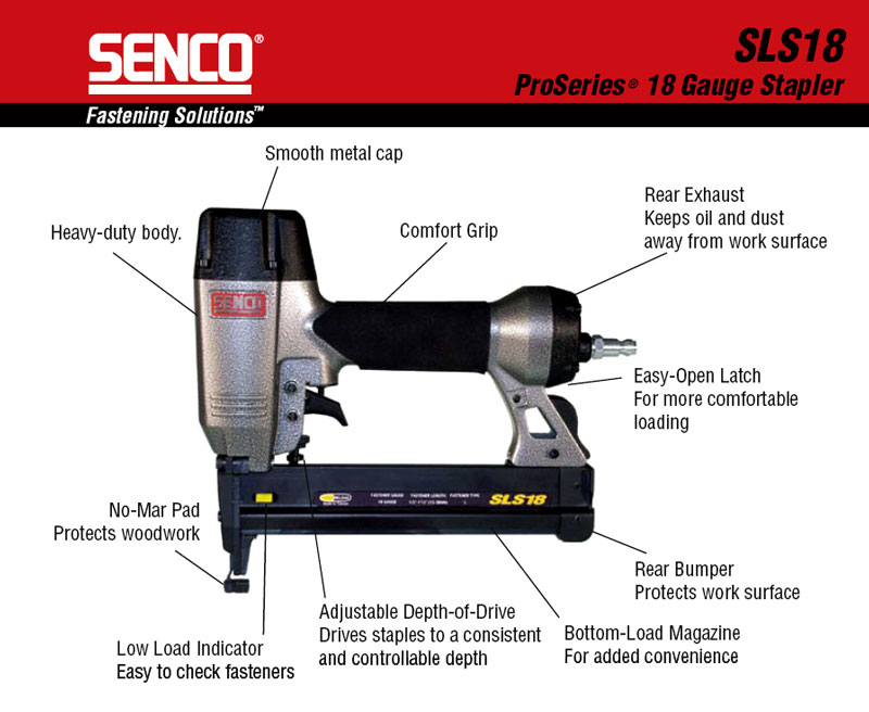 Senco SLS18 1W0002N 1/2-Inch to 1-1/2-Inch 18-Gauge Stapler - Power ...